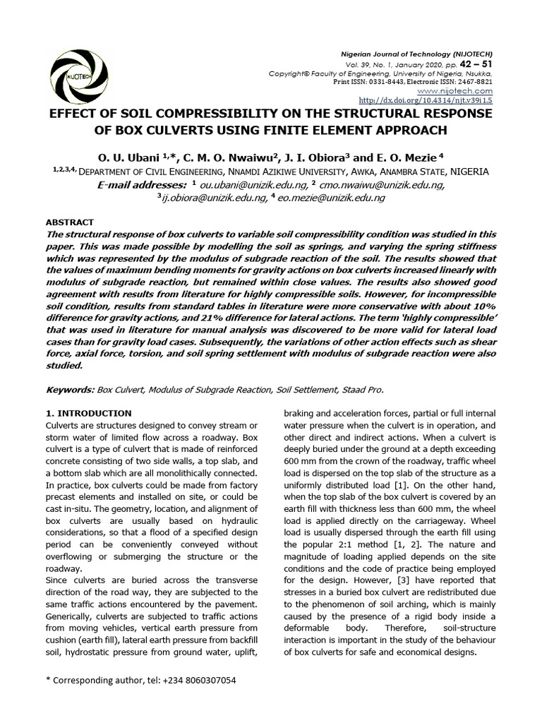 Effect of Soil Compressibility On The Structural Response of Box ...