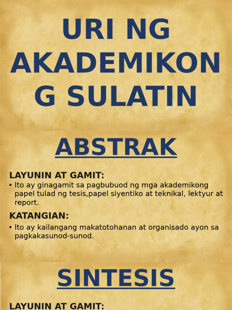 Uri NG Akademikong Sulatin | PDF