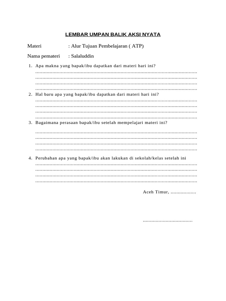 Format Umpan Balik | PDF