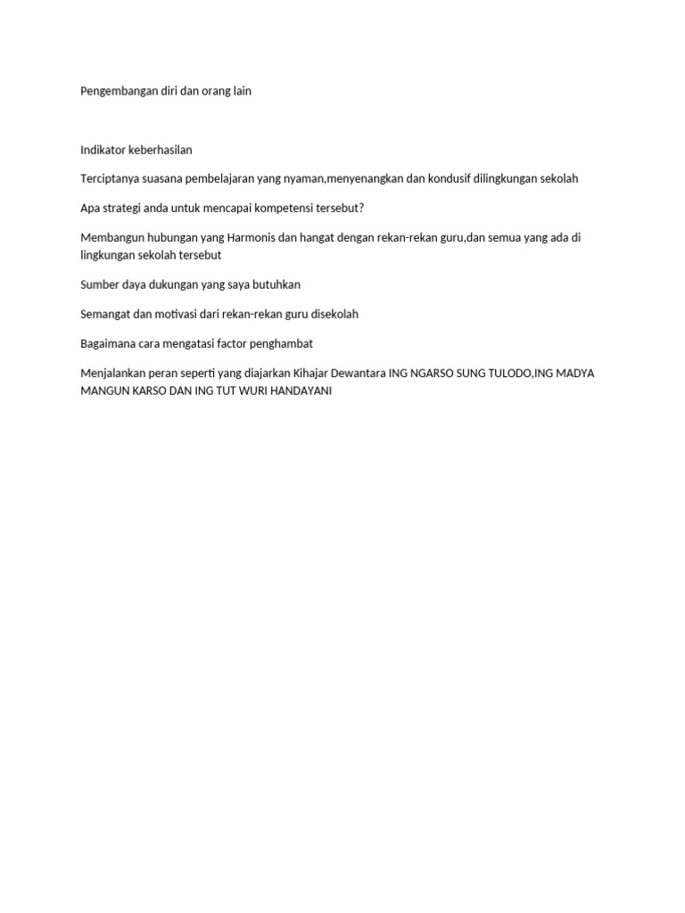 Pengembangan Diri Dan Orang Lain | PDF