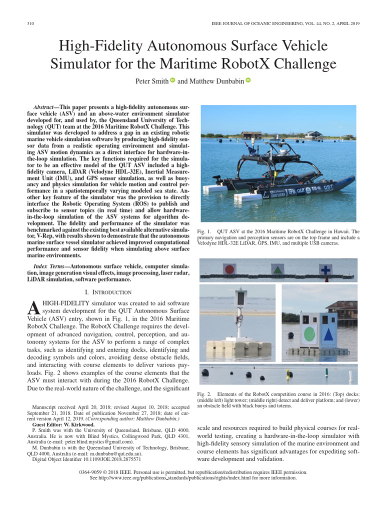 High-Fidelity Autonomous Surface Vehicle Simulator For The Maritime ...