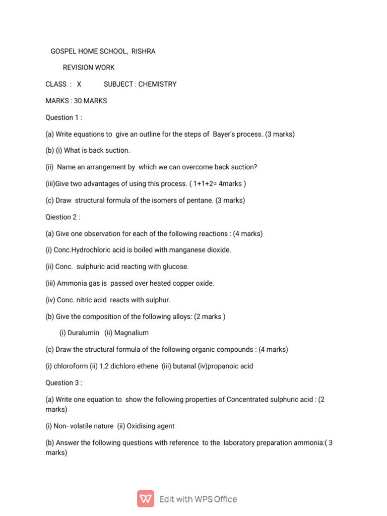 Revision Work 10 | PDF