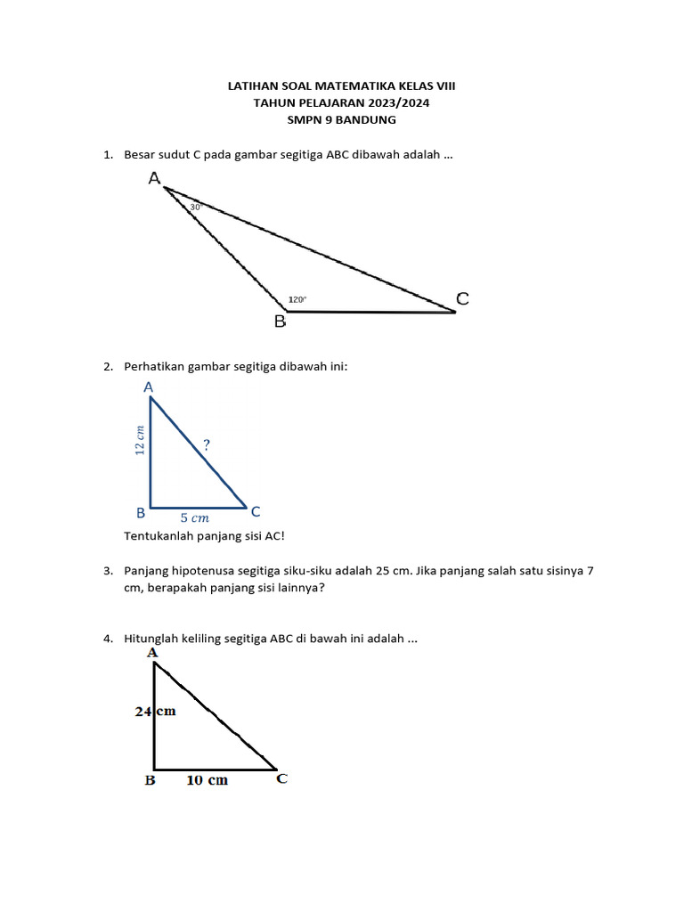 Latihan Soal Menuju Asep Matematika SMT 2 Kelas Viii-2023 2024 | PDF