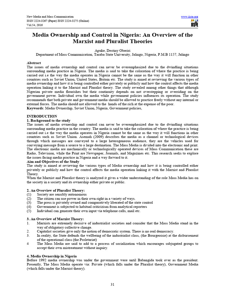 Media Ownership and Control in Nigeria | PDF | Mass Media | Nigeria