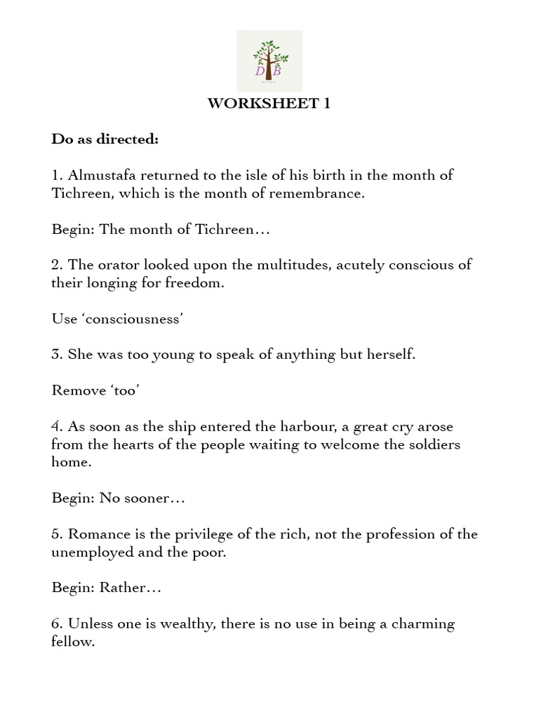 Functional Grammar Worksheet 1.2 | PDF
