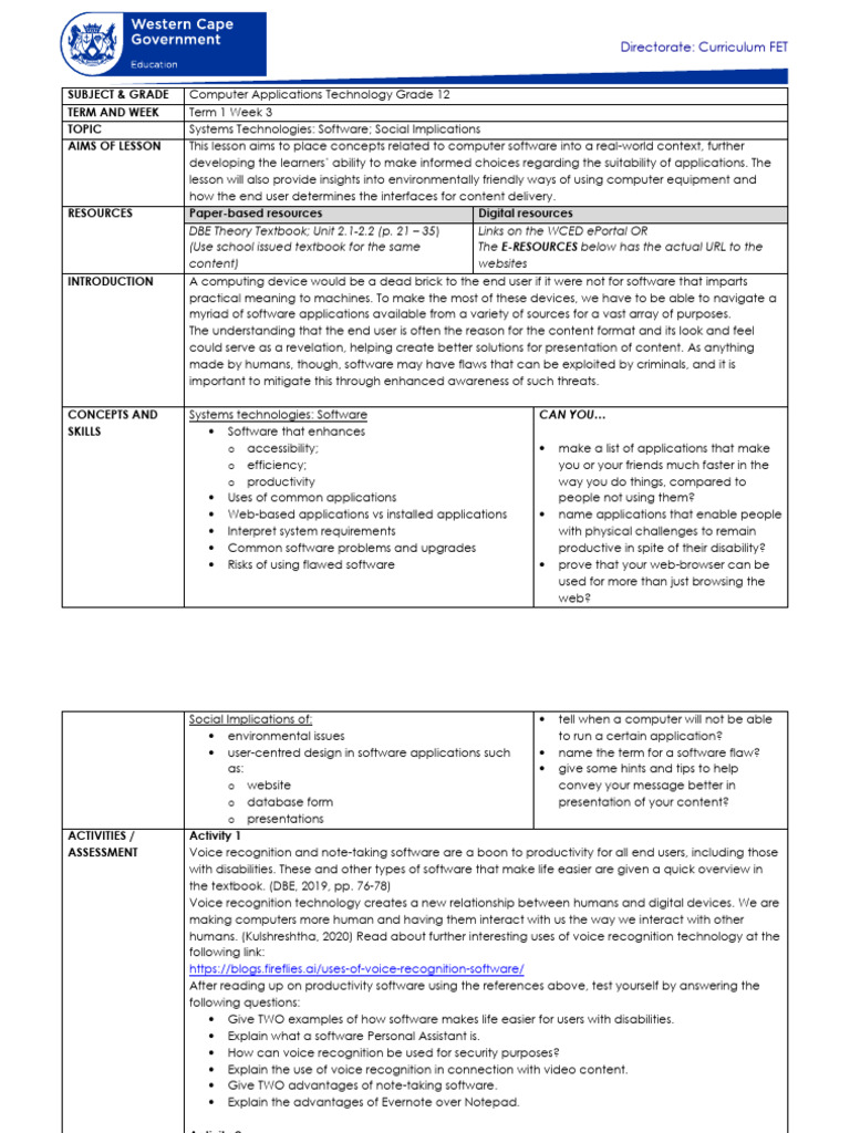 CAT - Grade 12 - T1 - W3 | PDF