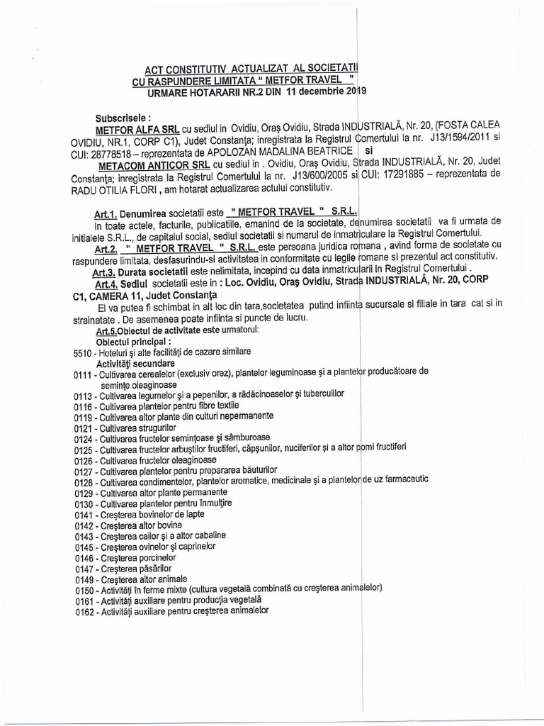 Act Constitutiv | PDF