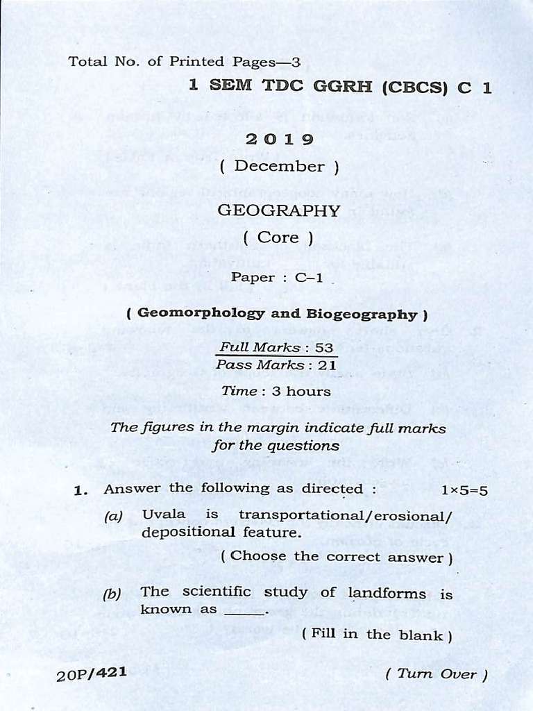 2019 GGRH (CBCS) C-1 | PDF