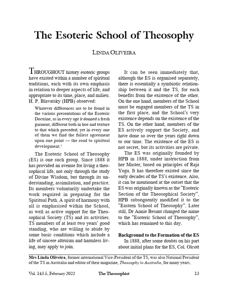 The_Esoteric_School_of_Theosophy_ | PDF
