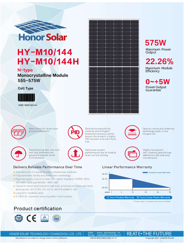 Anexo 12 - Datasheet Dos Módulos Fotovoltaicos | PDF