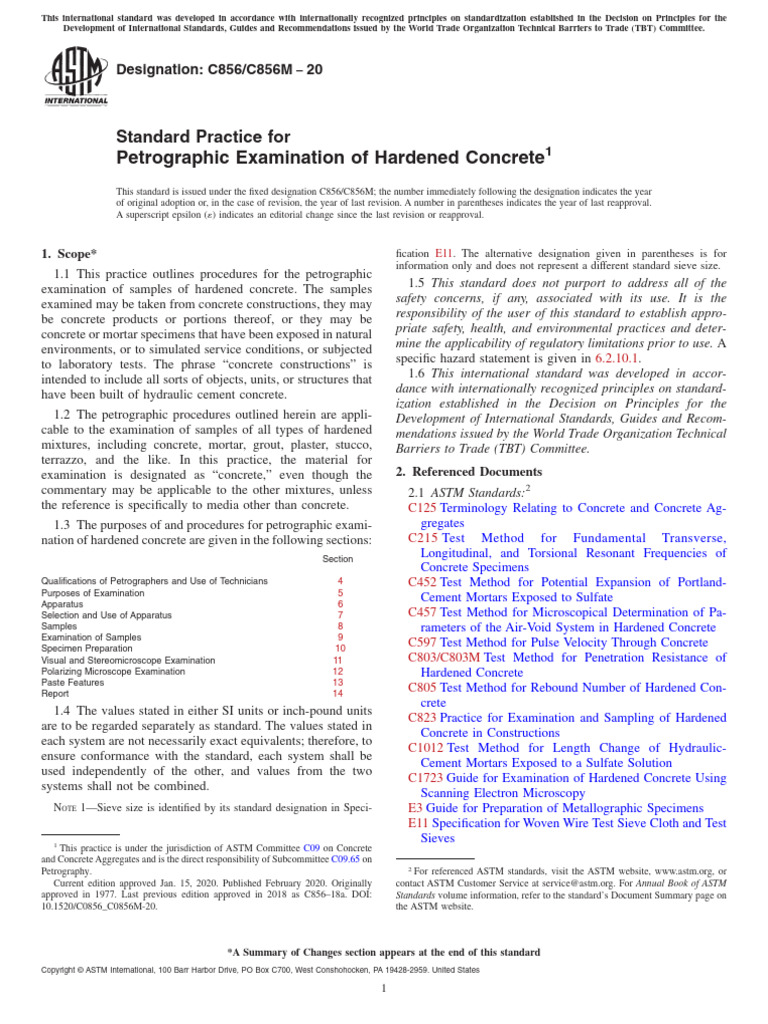 Astm C856 - C856M-20 Profundidad de Carbonatacion | PDF