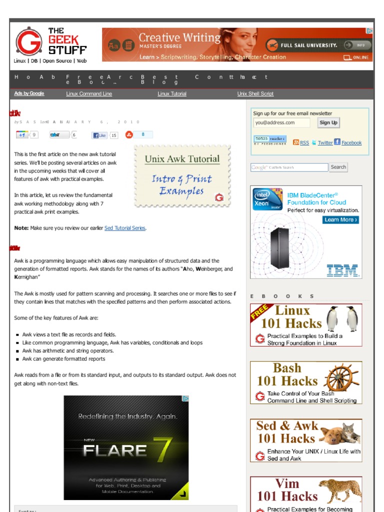 Awk Introduction Tutorial - 7 Awk Print Examples | PDF | Software Engineering | Unix Software