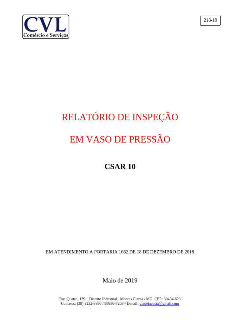 218-19-CVL Relatório CSAR 10 | PDF