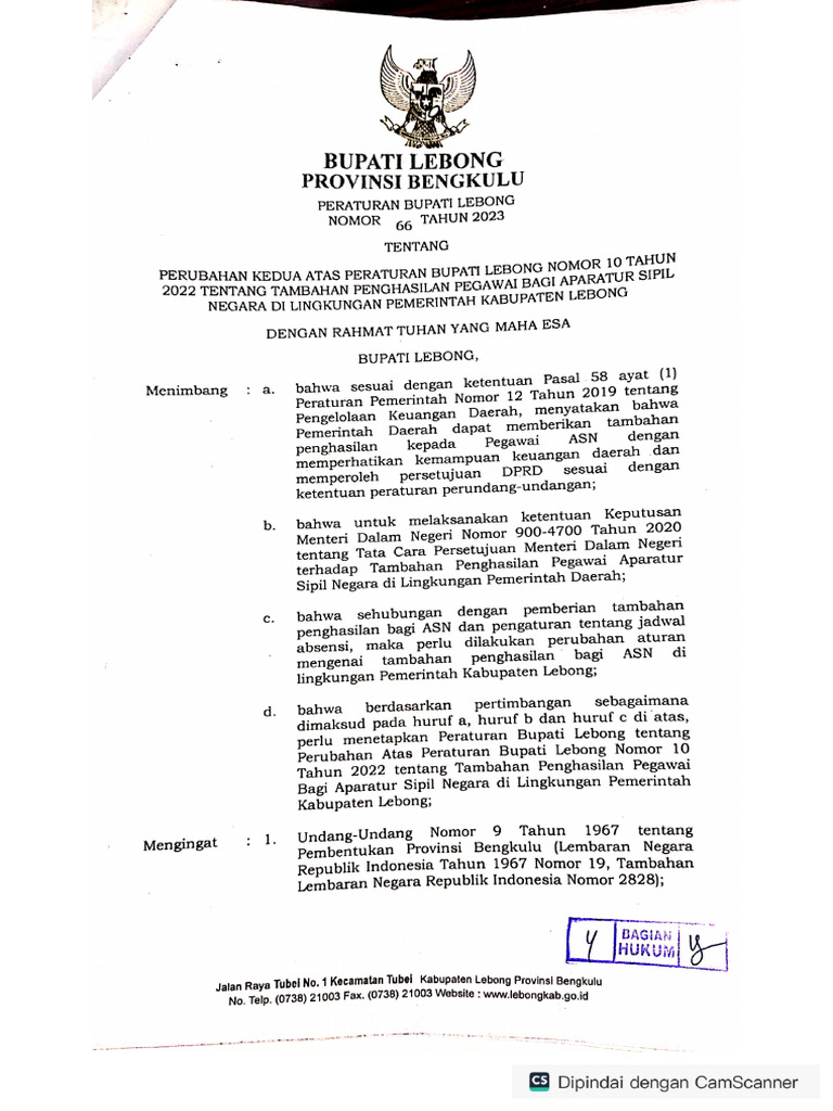 Perbup No 66 Tahun 2023 | PDF