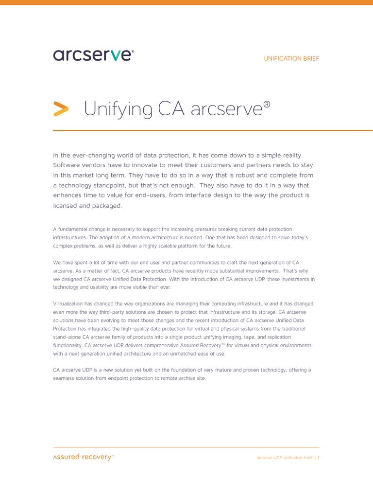 Ca Arcserve Udp Unification Data Sheet | PDF