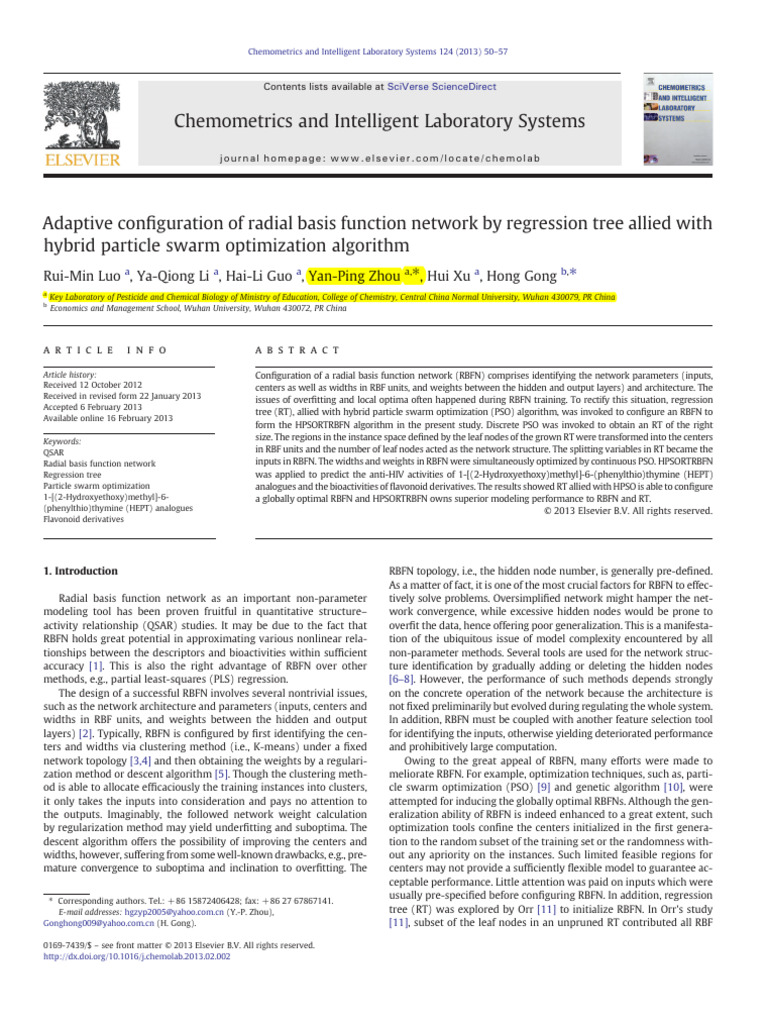 Adaptive Configuration of Radial Basis Function Network by Regression Tree Allied With | PDF ...