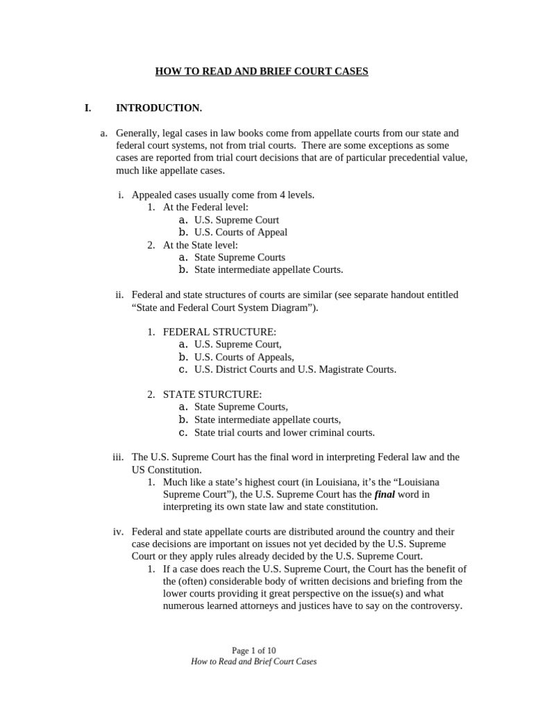How To Read and Brief Cases | PDF