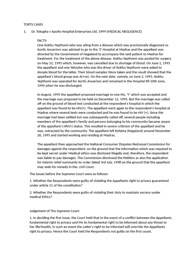 TORTS CASES | PDF