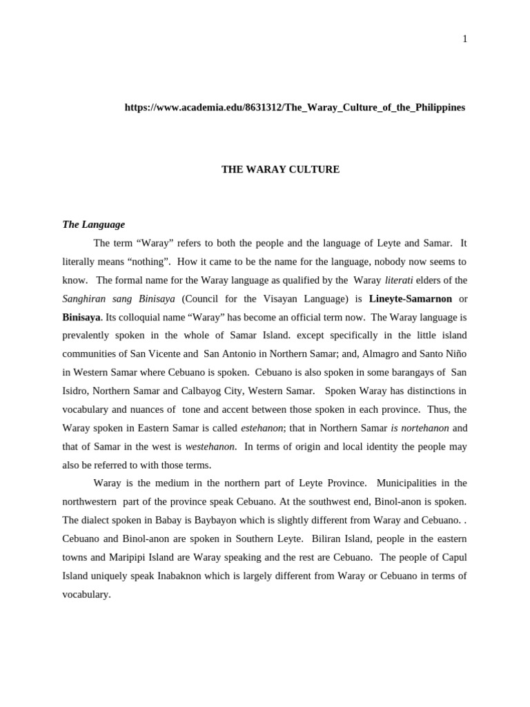 The Waray Culture of The Philippines Edited 4 Page | PDF