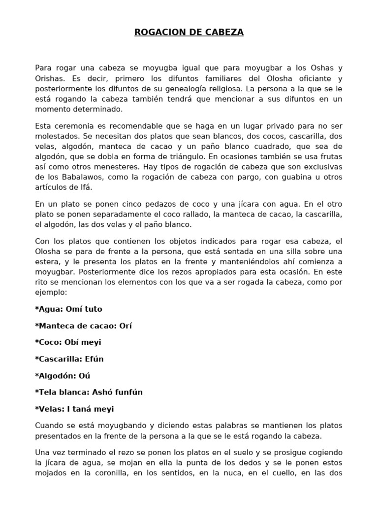 Rogación de Cabeza | PDF