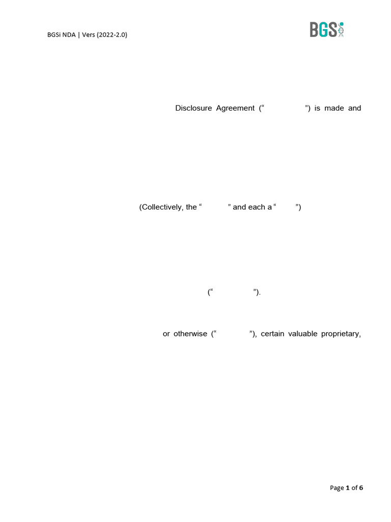 ISI. (Template) NDA BGSi - Edited | PDF