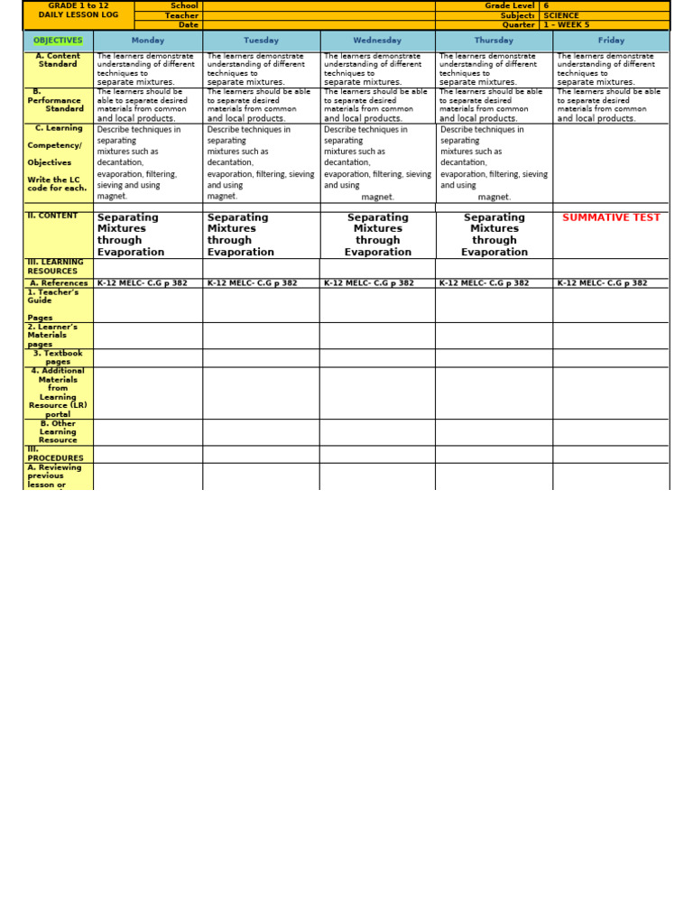 WEEK5 DLL SCIENCE | PDF