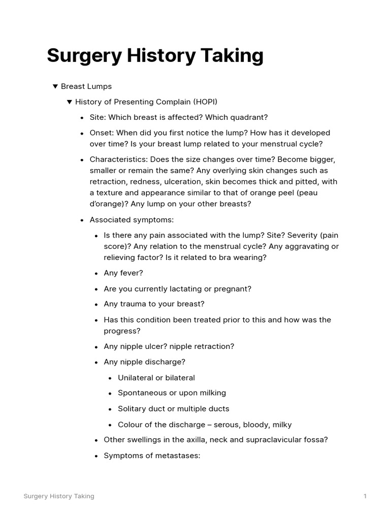 Surgery - History - Taking 2 | PDF