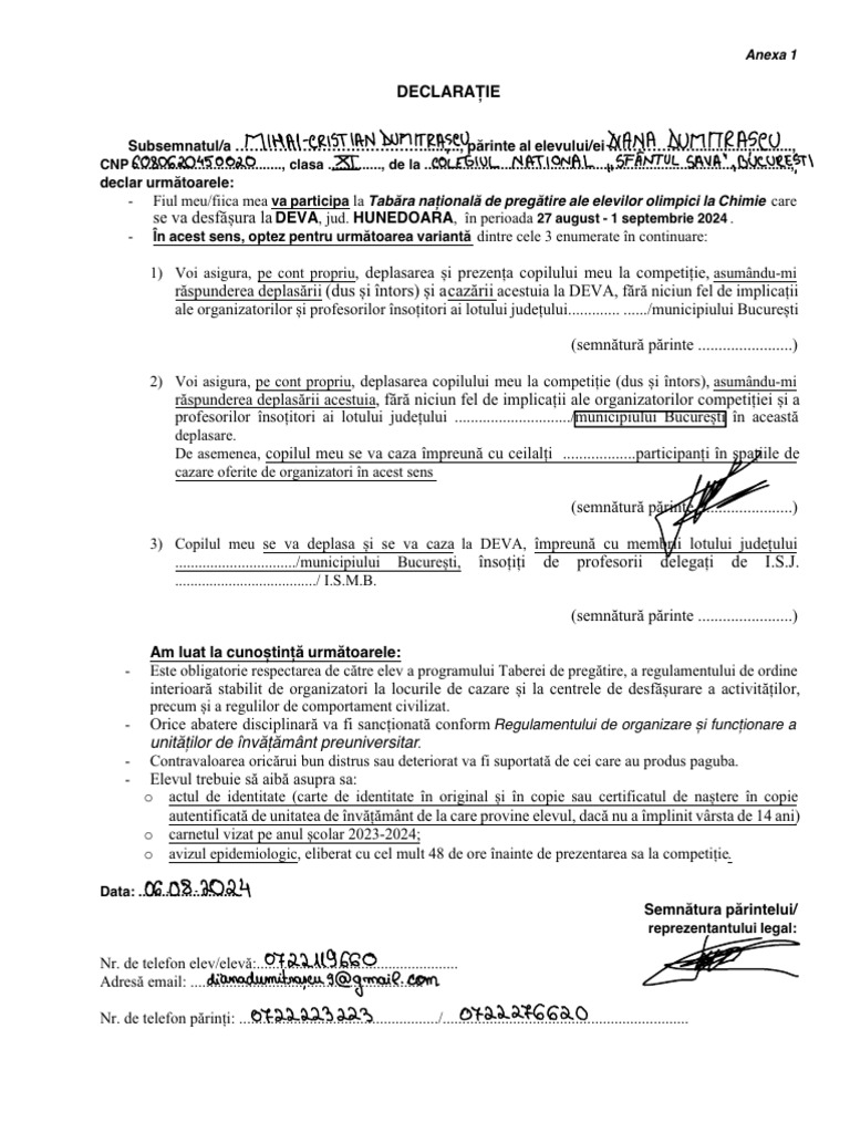 Anexa 1 Declaratie de Participare | PDF