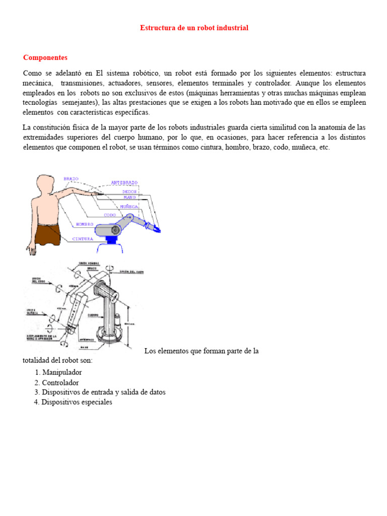Tema 2 Estructura de Un Robot Industrial Robotica Industrial | PDF