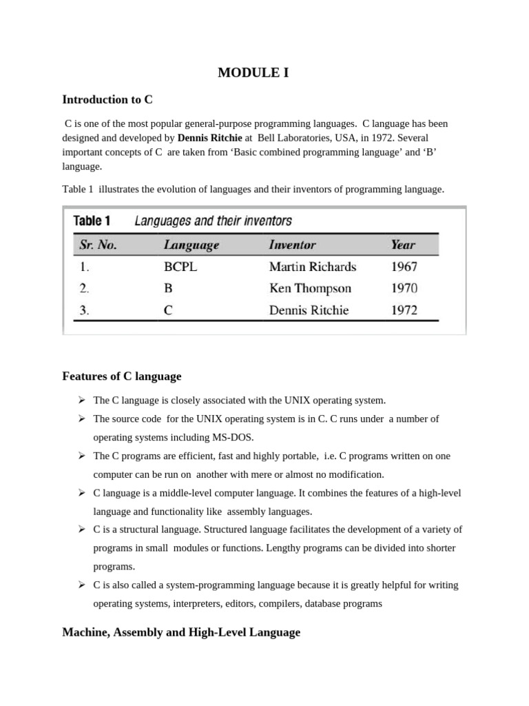 Module1 C Programming | PDF
