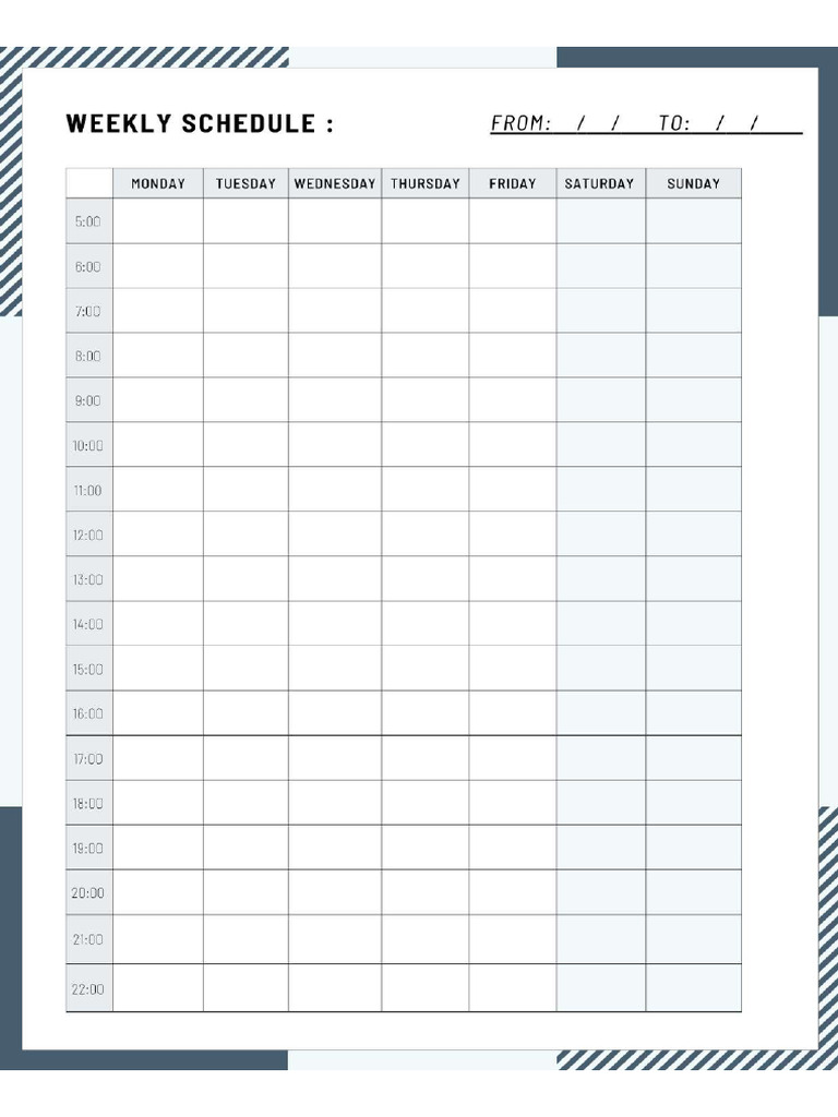 Blue and White Weekly Schedule Panner Document | PDF