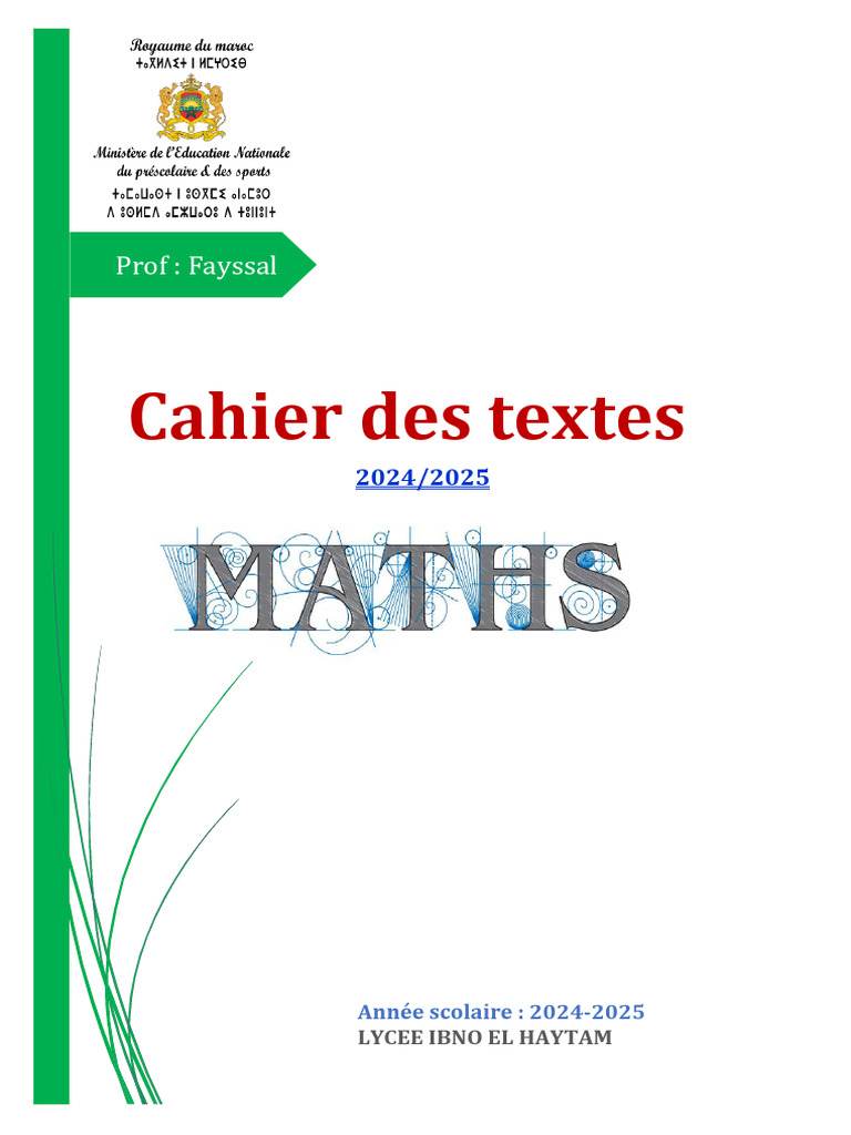 Cahier Des Textes | PDF