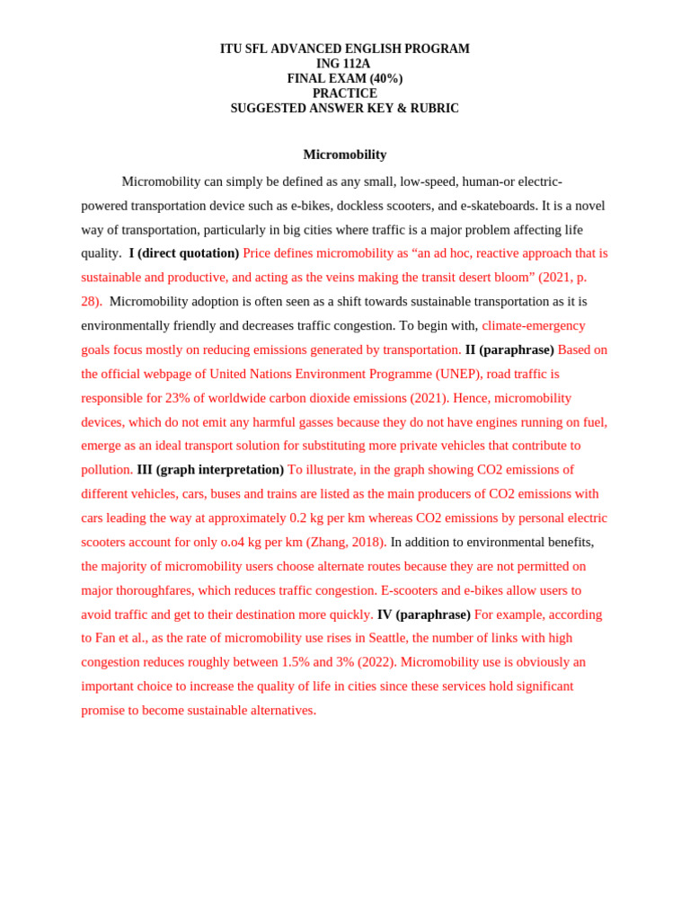ING 112A Final Practice I AnswerKey | PDF