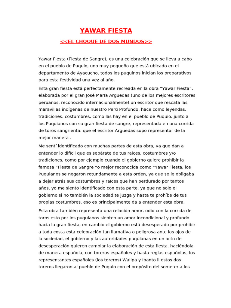Yawar Fiesta | PDF
