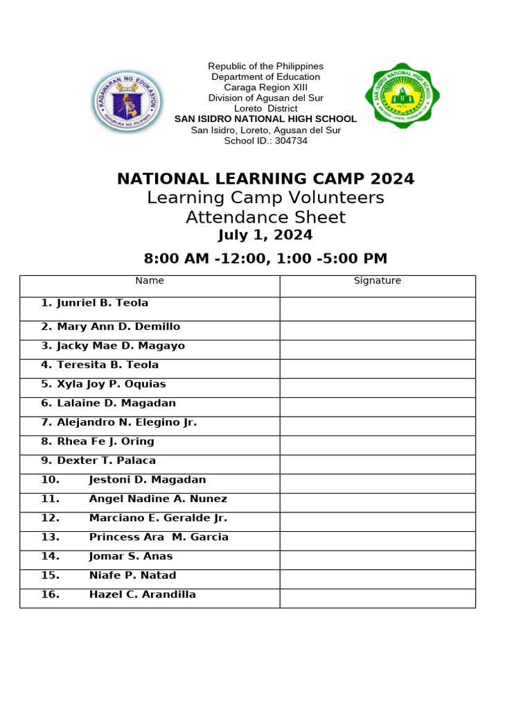 Attendance NLC LCV | PDF