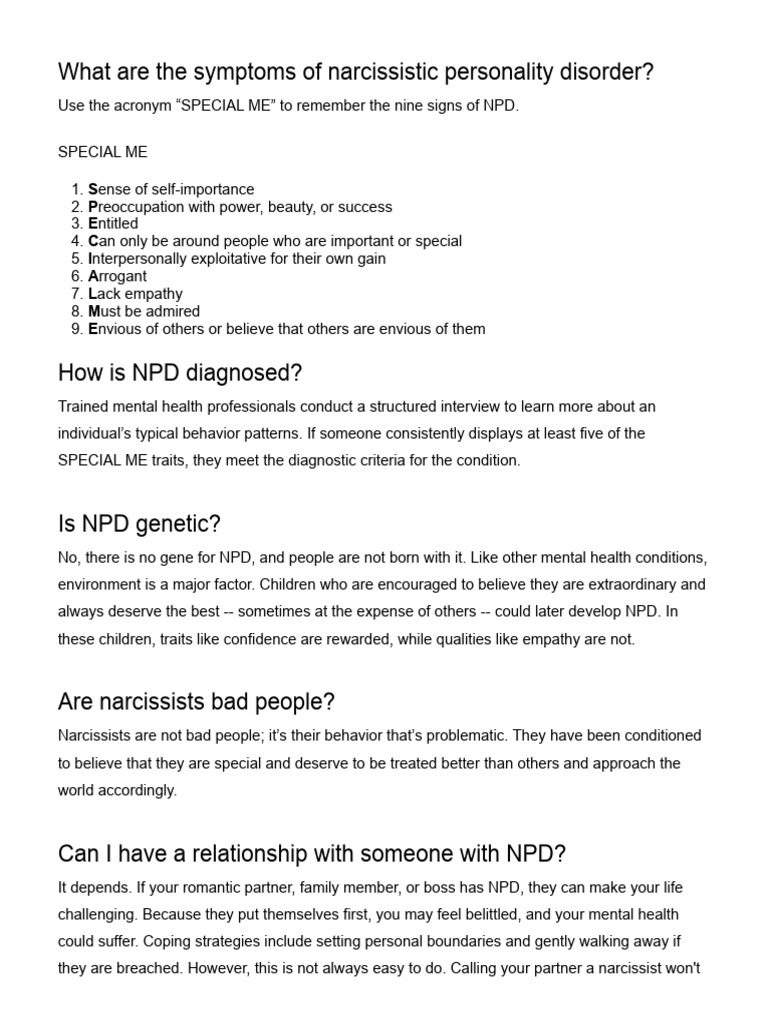 Narcissistic Personality Disorder | PDF | Mental Disorder | Career & Growth