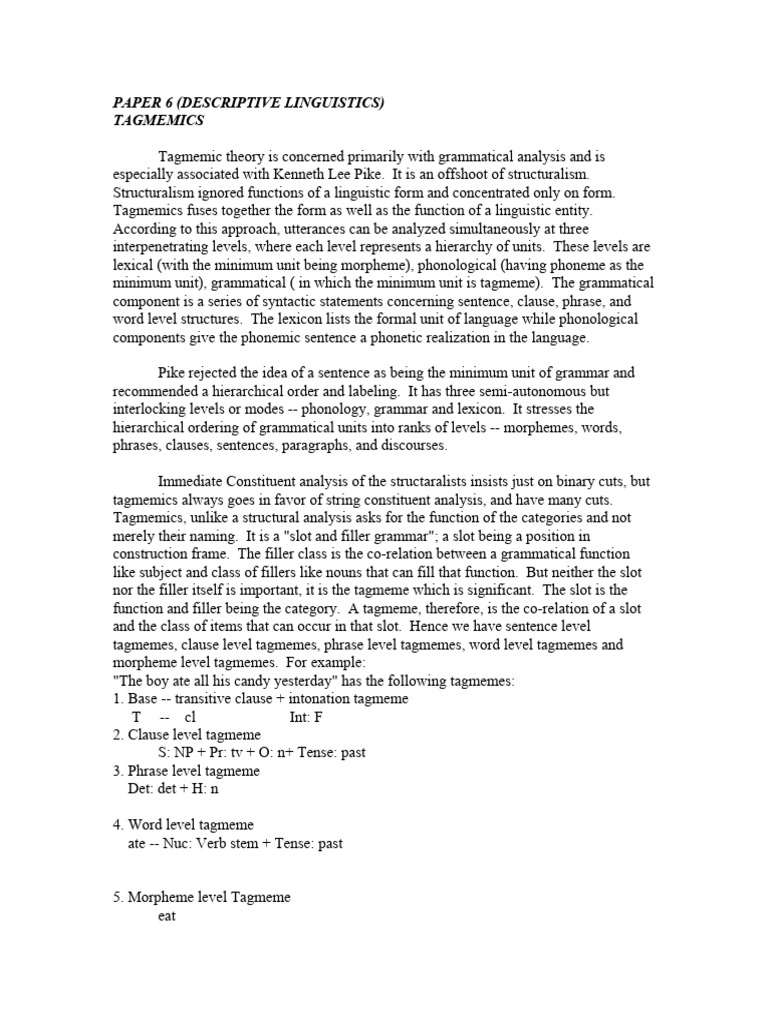 Tagmemic theory | PDF