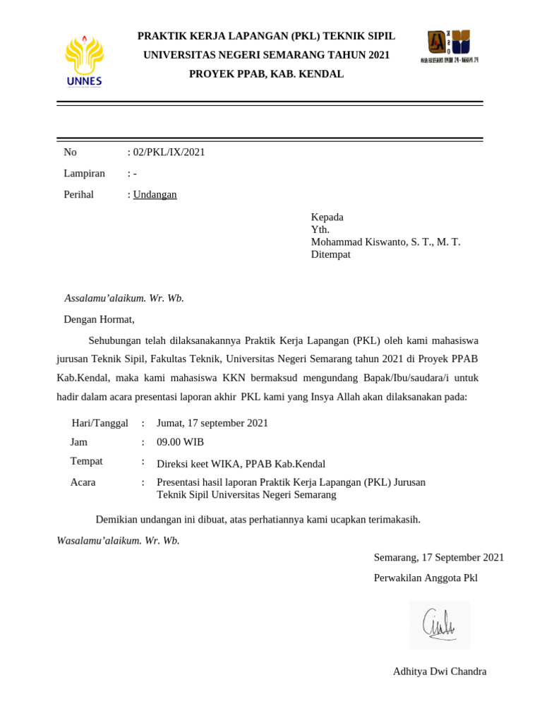 Undangan Presentasi Kepada Pak Kiawanto | PDF