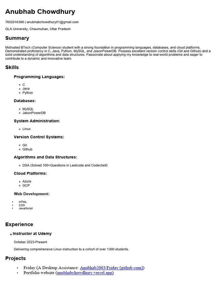 Anubhab Chowdhury: Programming Languages | PDF | Computers