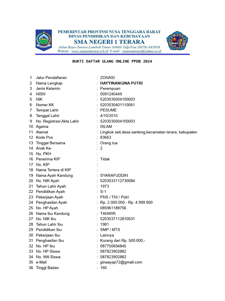 FORM PPDB 2021 (Responses) - BUKTI | PDF