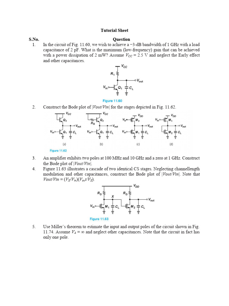 Frequency Response Tutorial Sheet | PDF