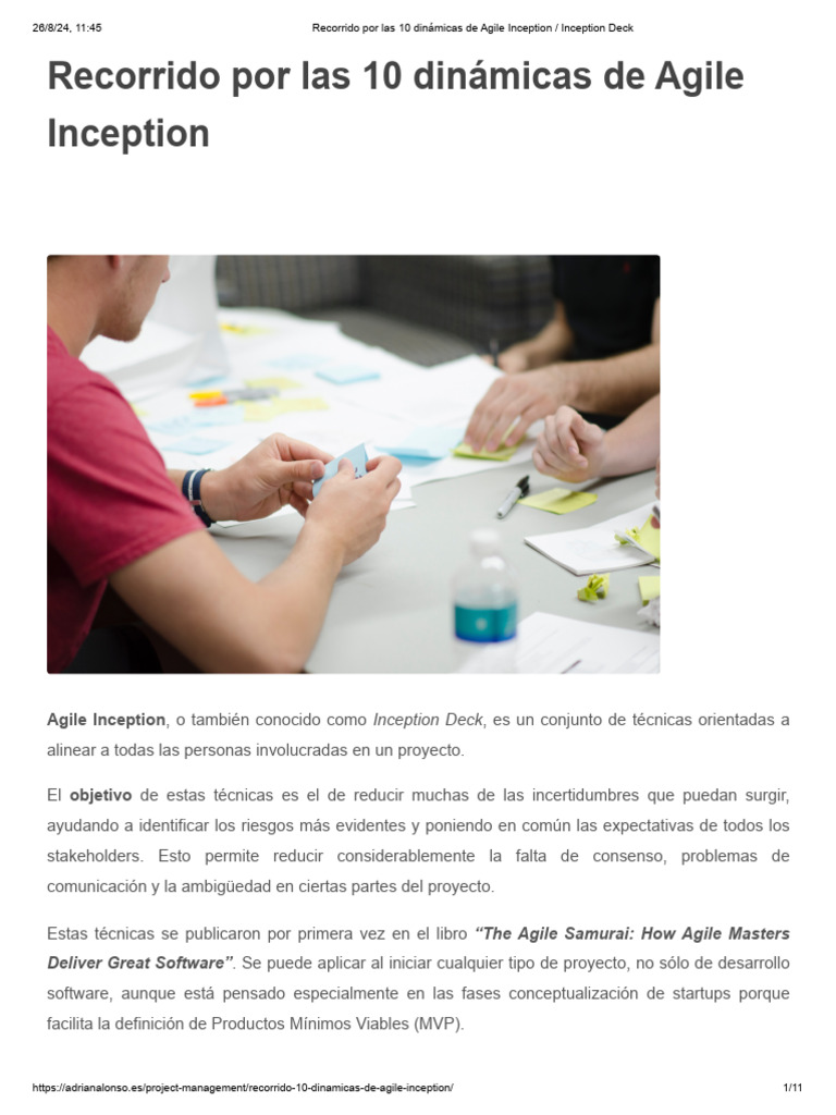 Recorrido Por Las 10 Dinámicas de Agile Inception - Inception Deck | PDF
