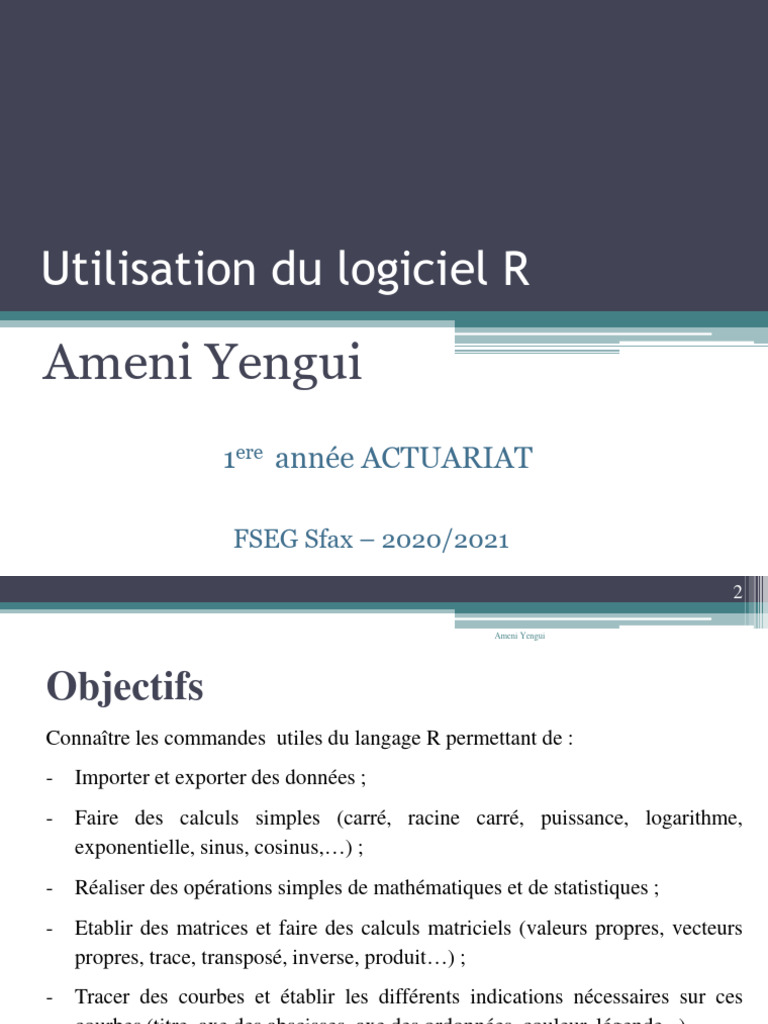 Utilisation Du Logiciel R Partie I | PDF