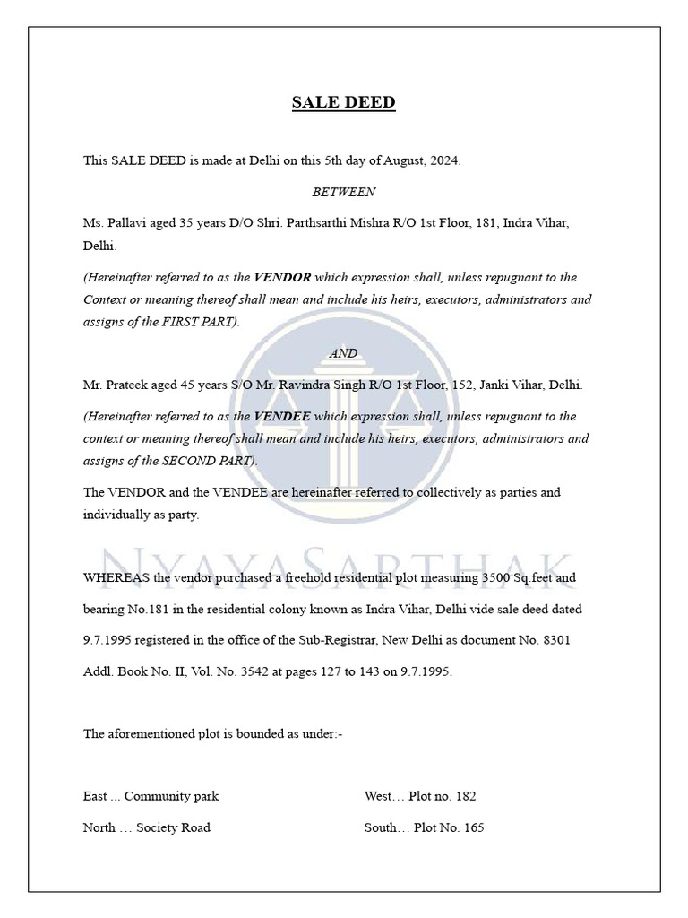SALE DEED Task 4 | PDF