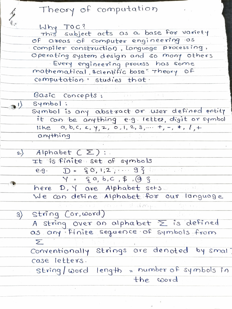 TOC Unit 1 notes | PDF