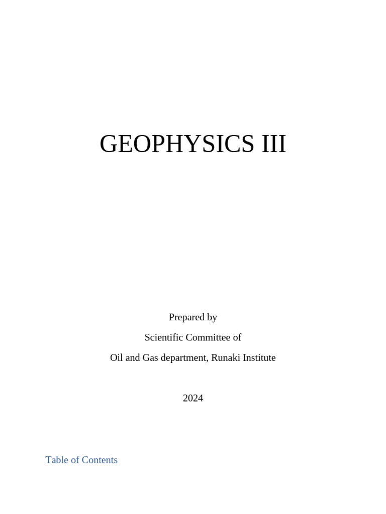 Geophysics Iii | PDF