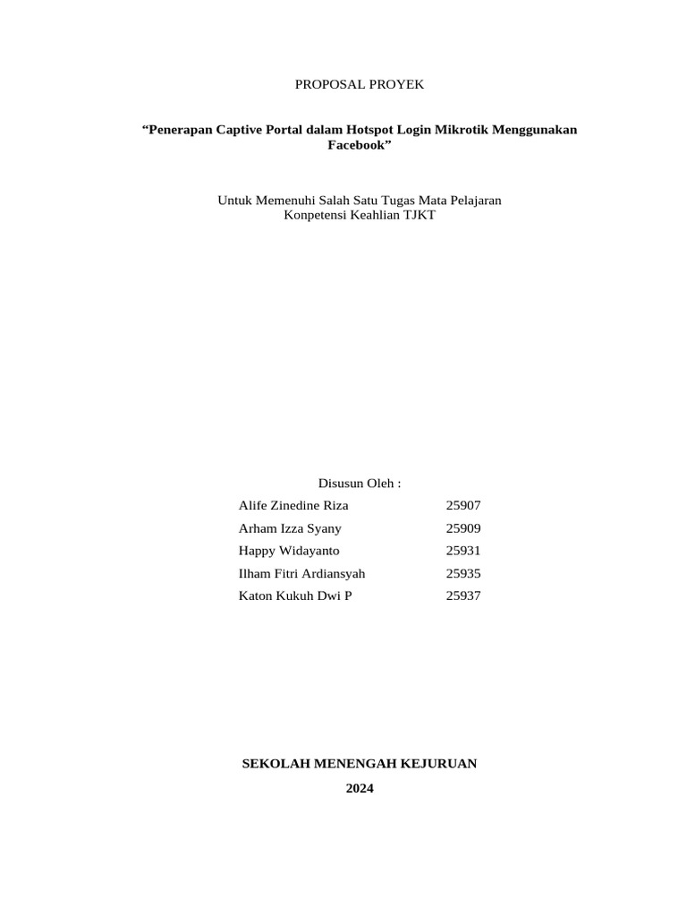 Contoh Proposal Kerja Proyek TKJ Teknik | PDF