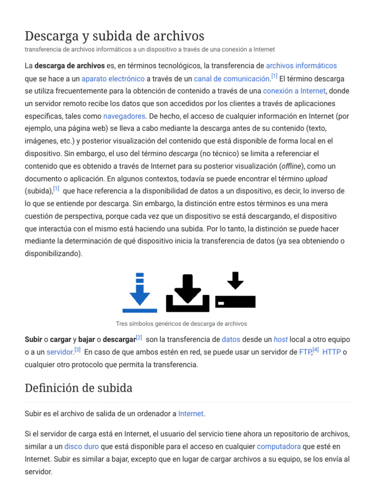 Descarga y subida de archivos - Wikipedia, la enciclopedia libre | PDF