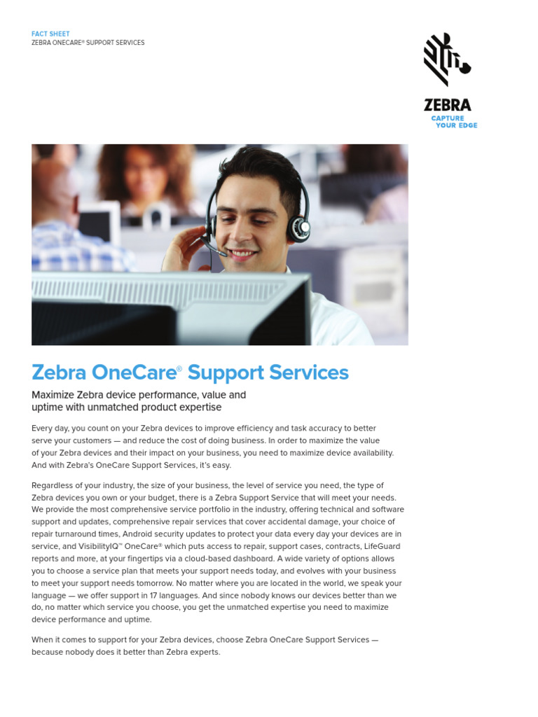 Zebra Onecare Support Services Fact Sheet Overview en Us | PDF