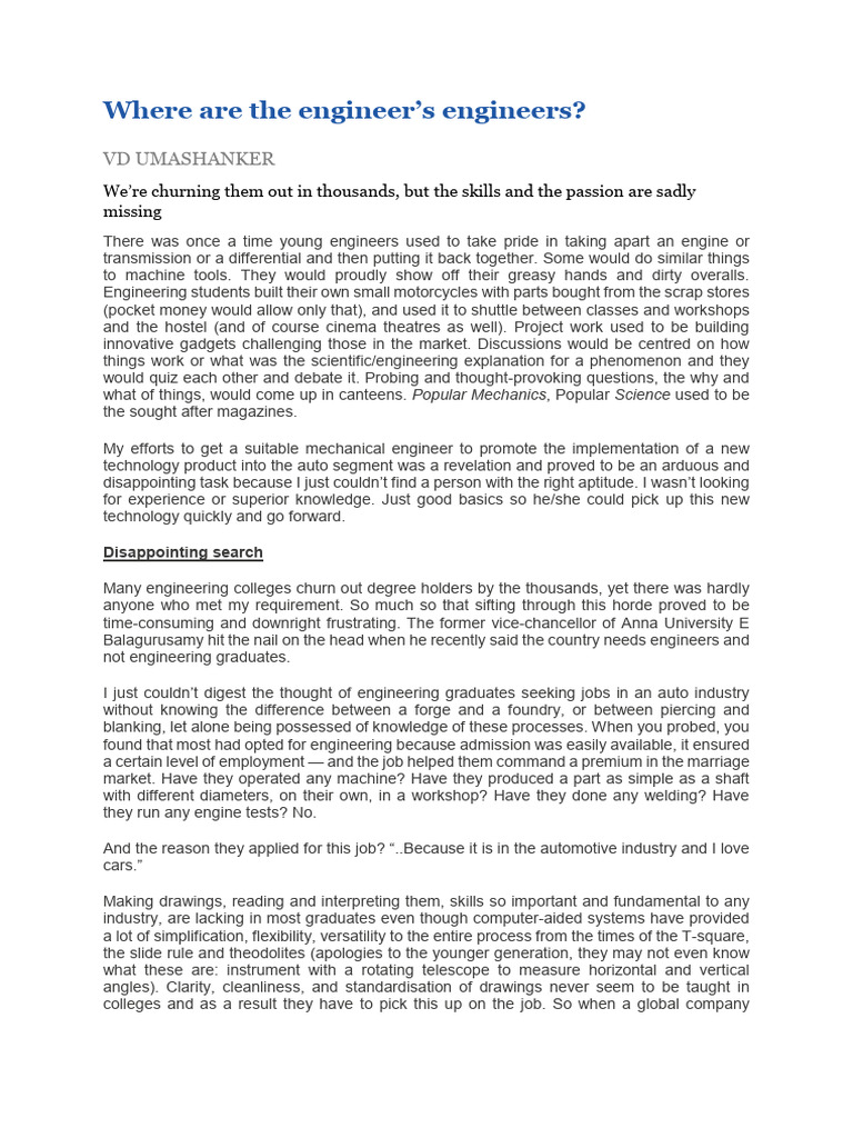 Where Are The Engineer | PDF